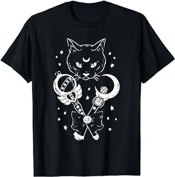 Sailor Meow Cute Moon Cat Space Magic Gothic Halloween T-Shirt ...