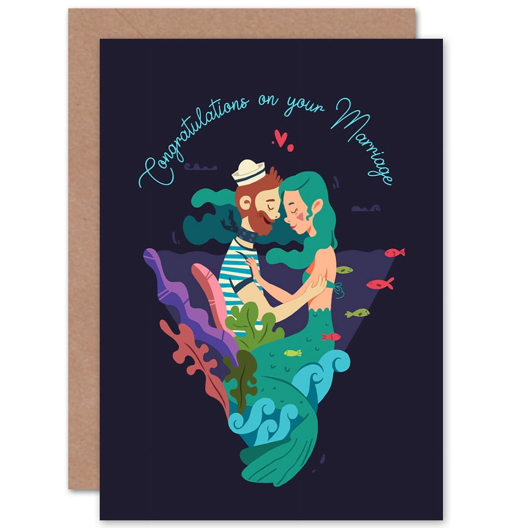 Sailor Mermaid Congratulations Marriage Greetings Card Plus Envelope ...