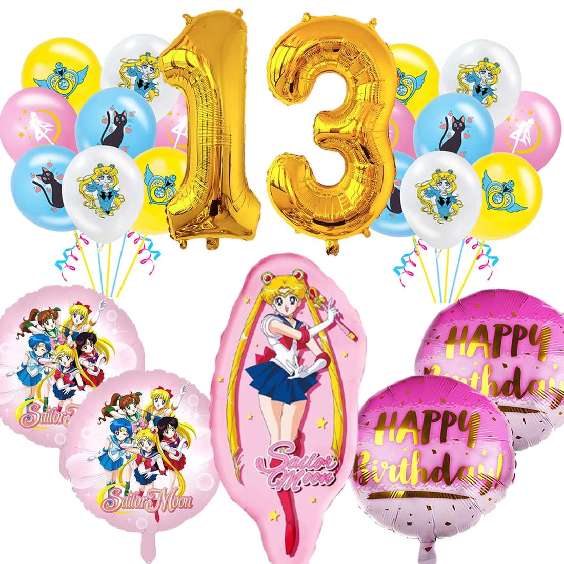 Sailor Moon Balloons Party Supplies 13th Big Number Decorations Decor ...