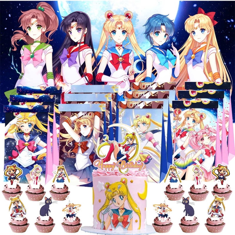Sailor Moon Goodie Bags Treat Candy Decorations Party Favor Supplies Birthday Cake Topper ...