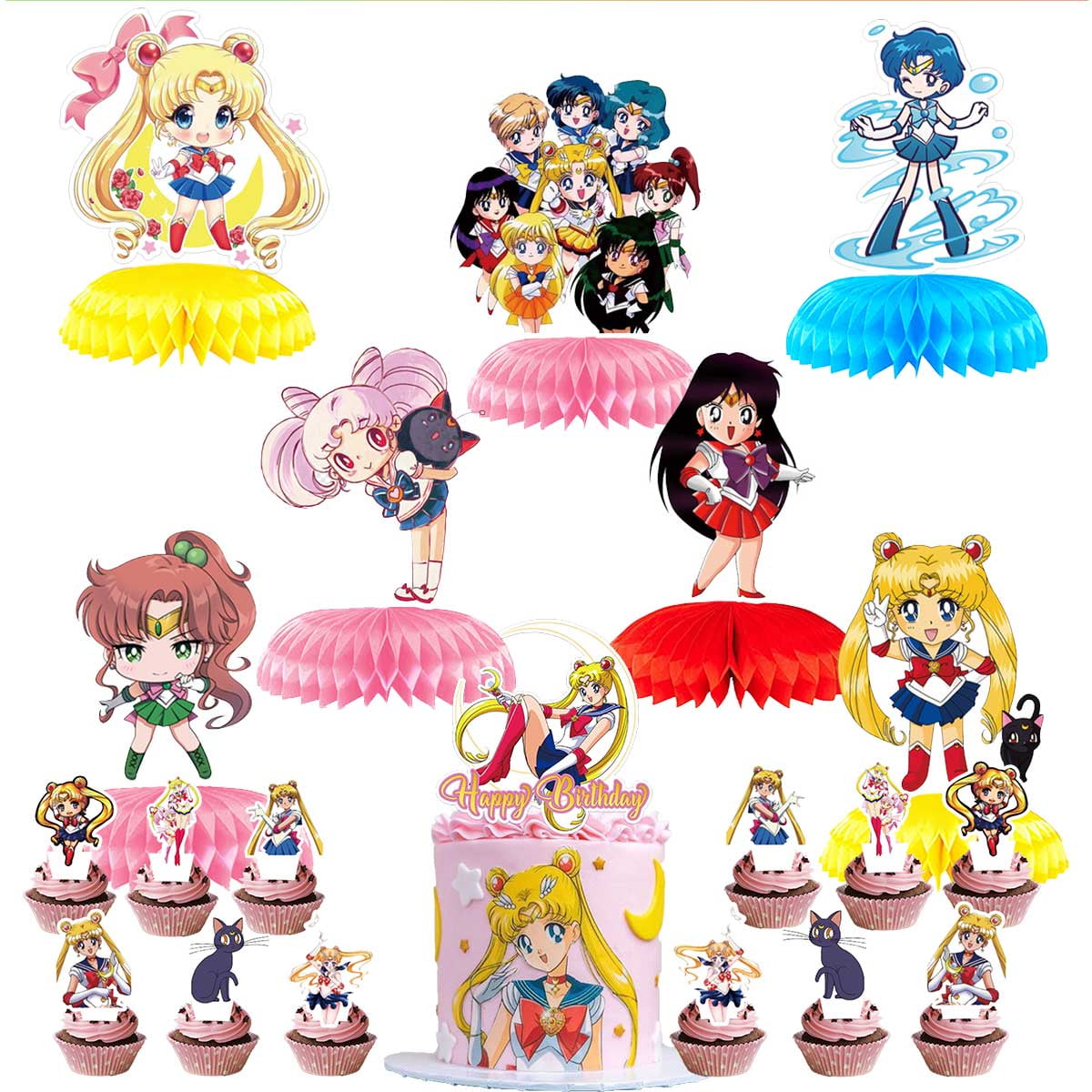 Sailor Moon Party Supplies Honeycomb Centerpieces Table Toppers Cake ...
