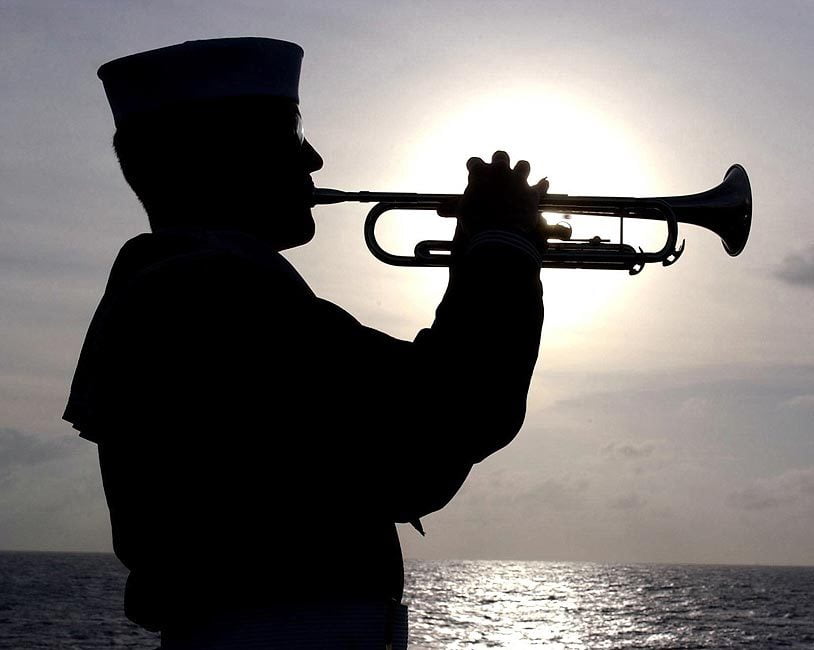 Sailor Plays Taps on Trumpet Navy - 24x36 Inch Laminated Poster ...