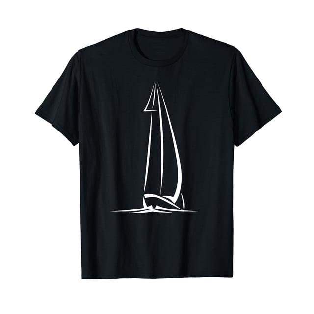 Sailor Sail Boating - Simple Line Drawing Sailboat Sailing T-Shirt ...