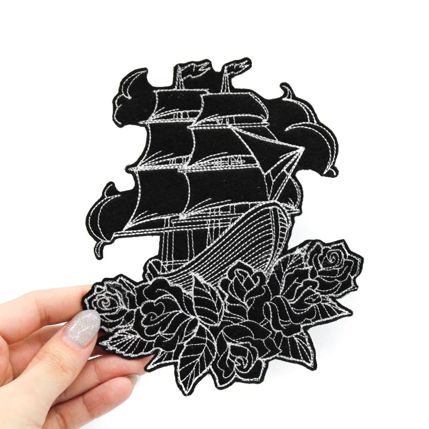 Sailor Ship and Roses Iron On Embroidered Back Patch - Walmart.com