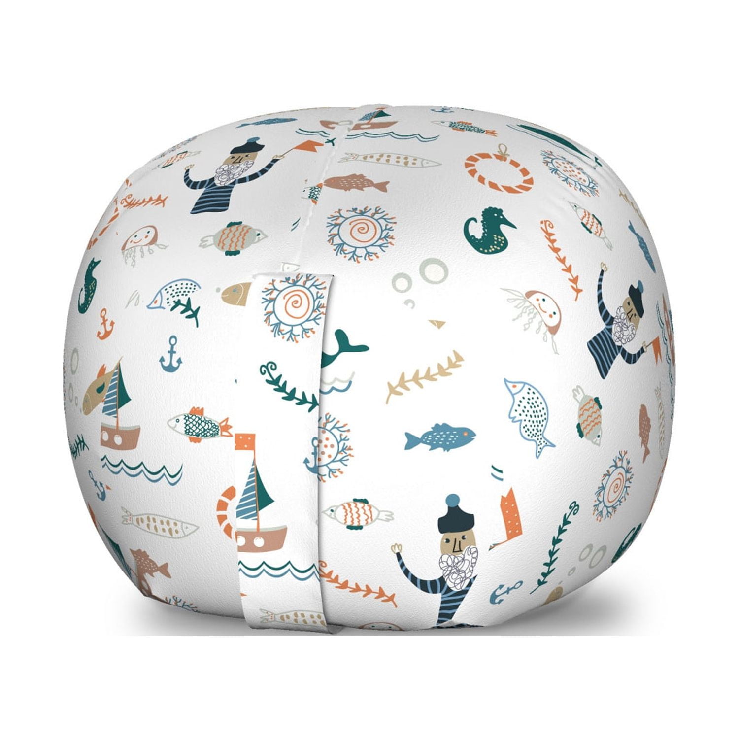 Sailor Storage Toy Bag Chair, Old Sailorman Fish Algae Ship Seahorse ...