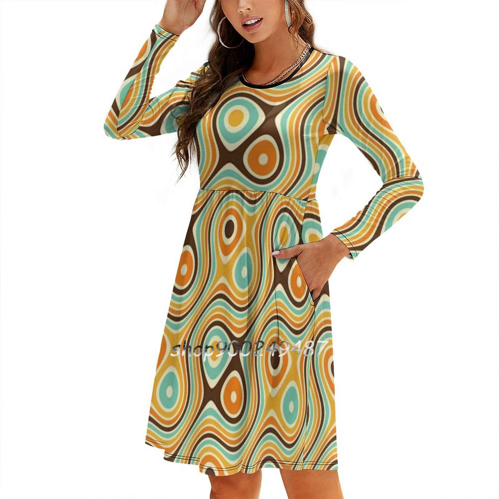 Sailor Stripes With Anchor Sweetheart Knot Flared Dress Fashion Design ...