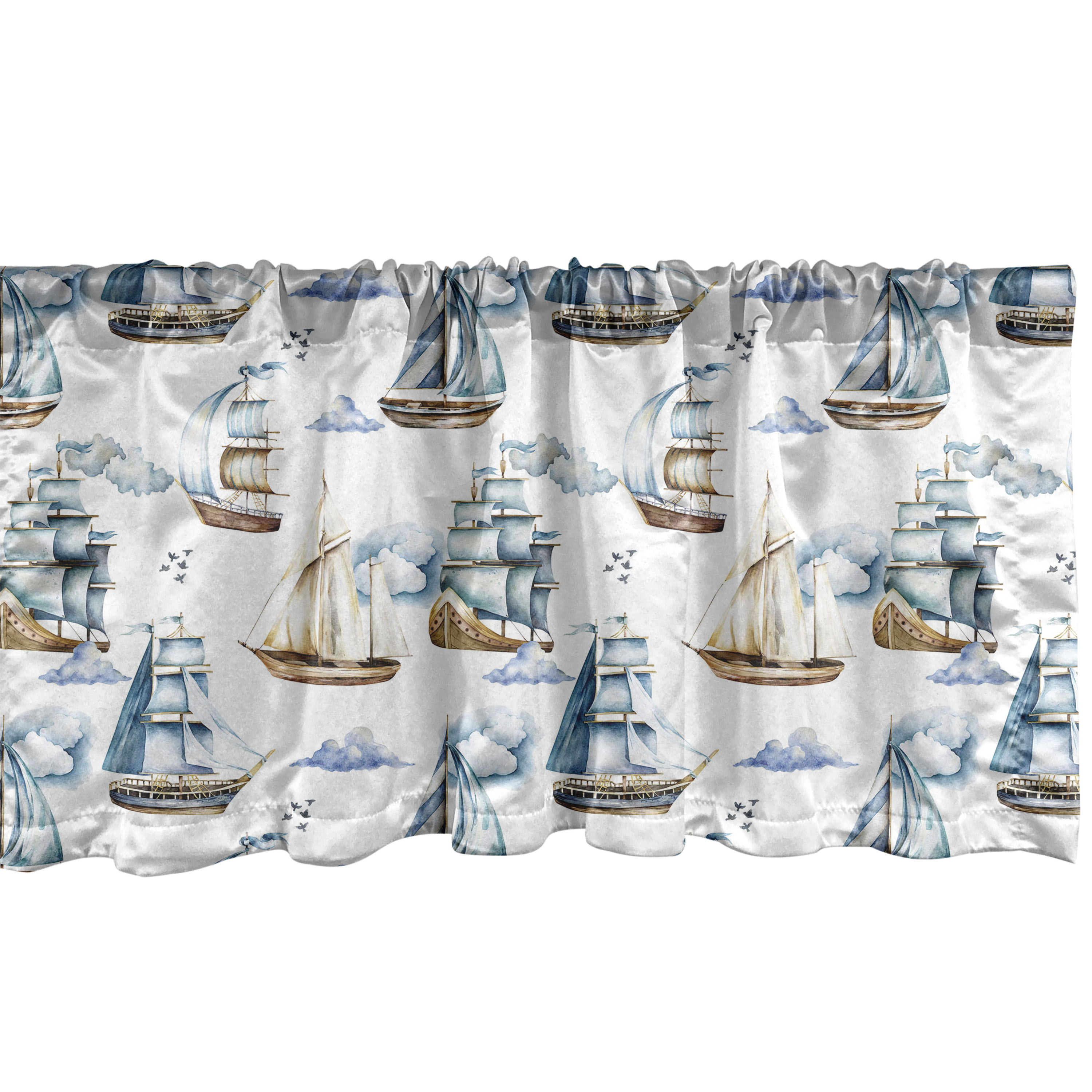 Sailor Window Valance, Nautical Style Marine Ships Sails Cruising Ocean ...