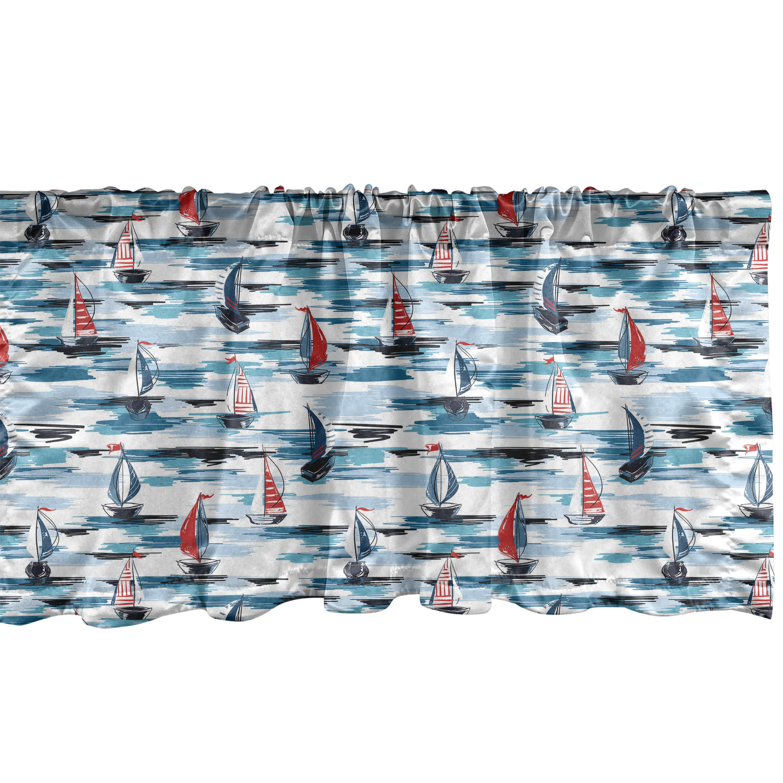 Sailor Window Valance, Sailing Boats on the Sea Ocean Nautical Style ...