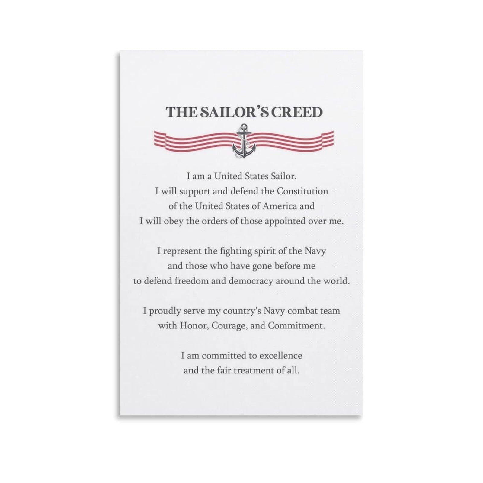 Sailor's Creed Navy Gift for Sailor American Soldier Armed Forces Wall ...