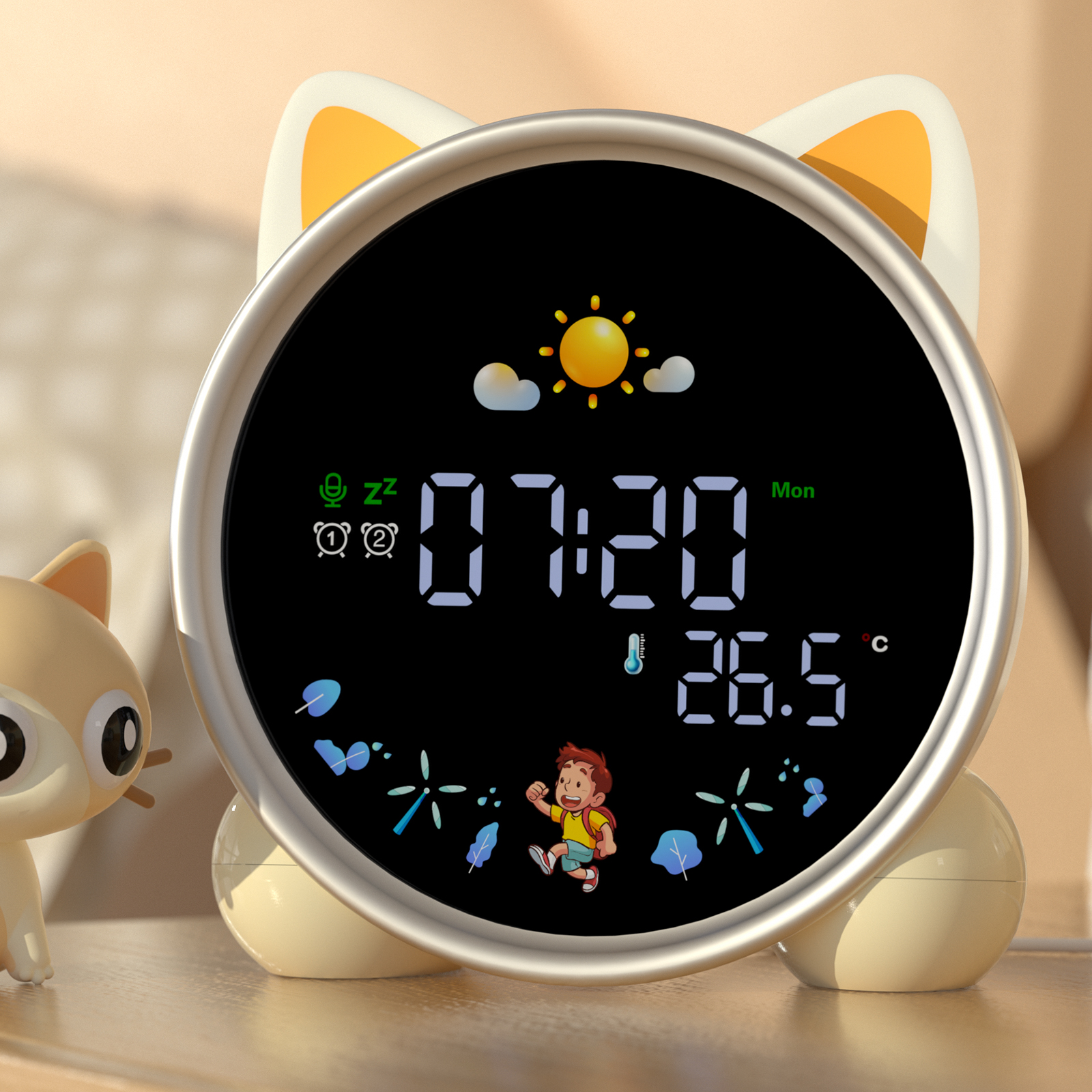 PocketTunes Dozy The Dancing Alarm Bot | Bluetooth Animated LCD Digital Children's Alarm Clock ...