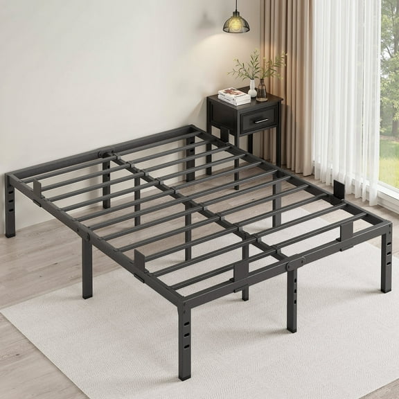 Queen Size Bed Frame | Heavy Duty Metal Slats, No Box Spring Needed ...