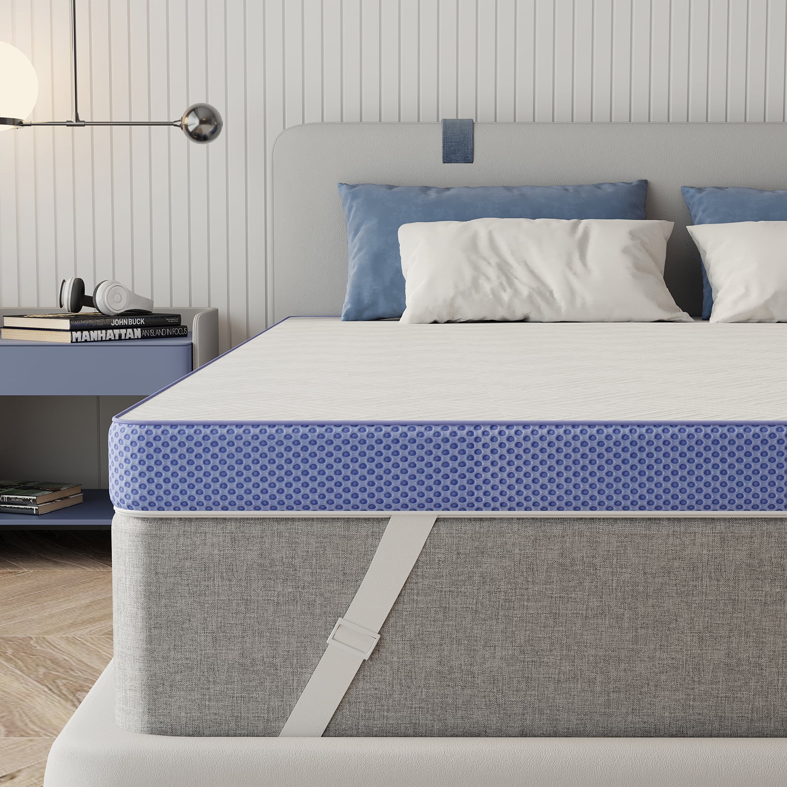 Sailvan 3 Inch Queen Mattress Topper, Cooling Gel Memory Foam Mattress ...