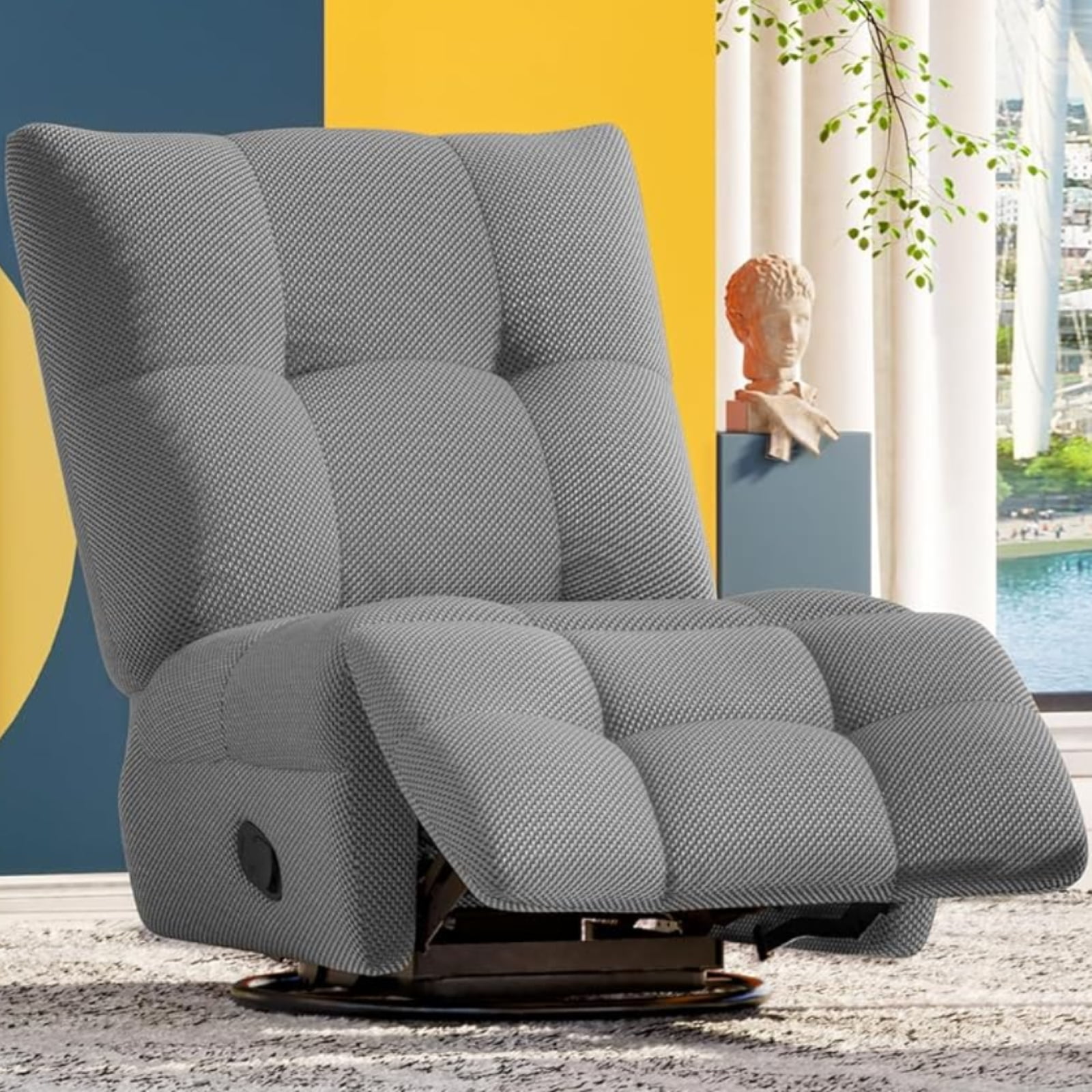 Sailvan 360° Swivel Recliner, Manual Glider Rocking Armless Chair with ...