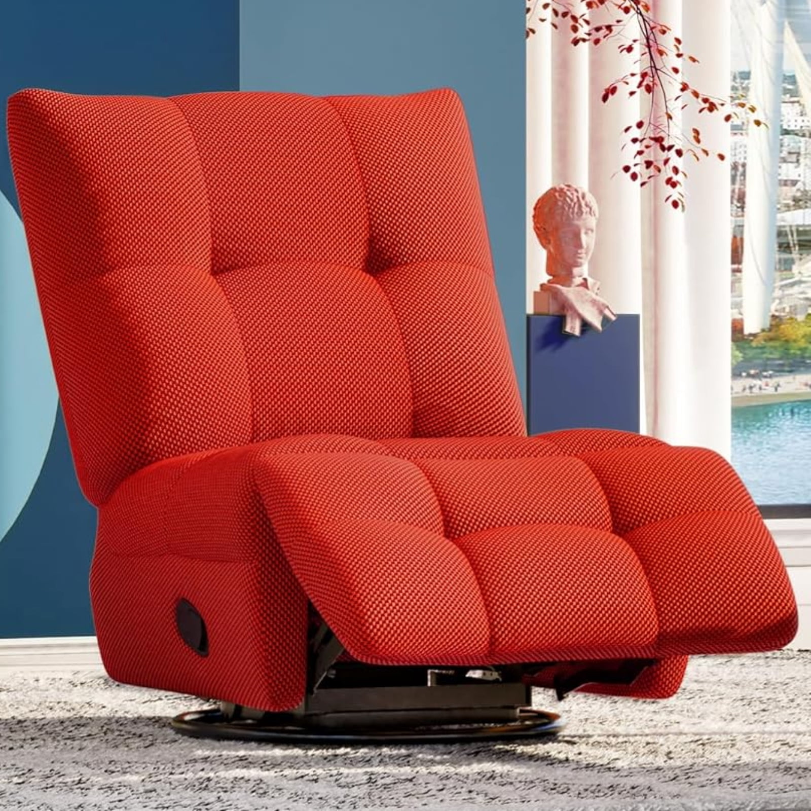 Sailvan 360° Swivel Recliner, Manual Glider Rocking Armless Chair with ...
