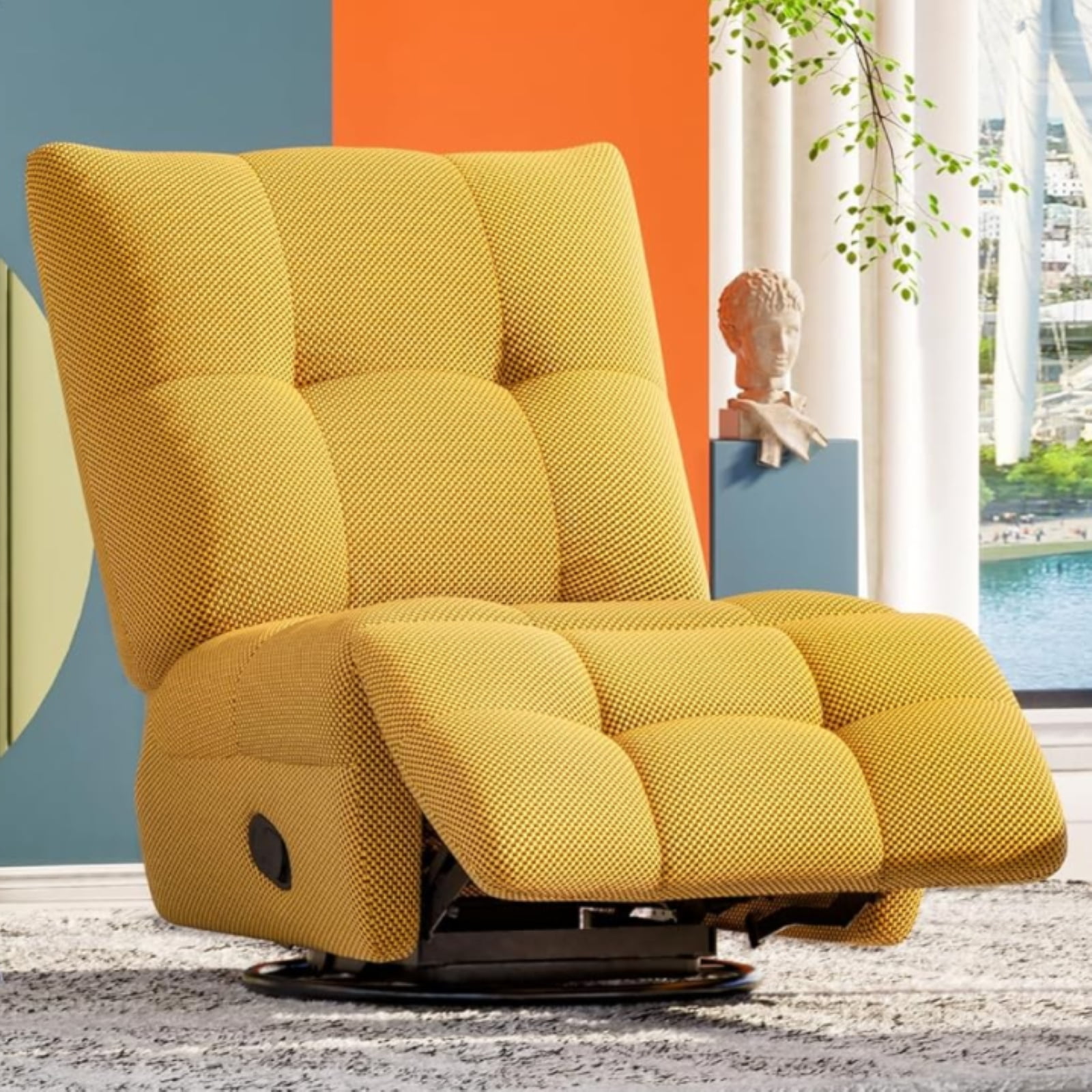 Sailvan 360° Swivel Recliner, Manual Glider Rocking Armless Chair with ...