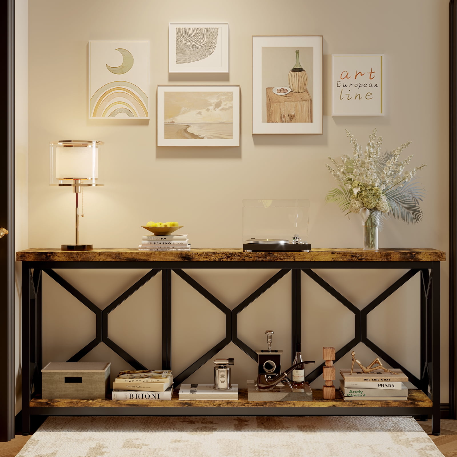 Sailvan 70.9" Extra Long Entryway Table, Narrow Wood Industria Console ...