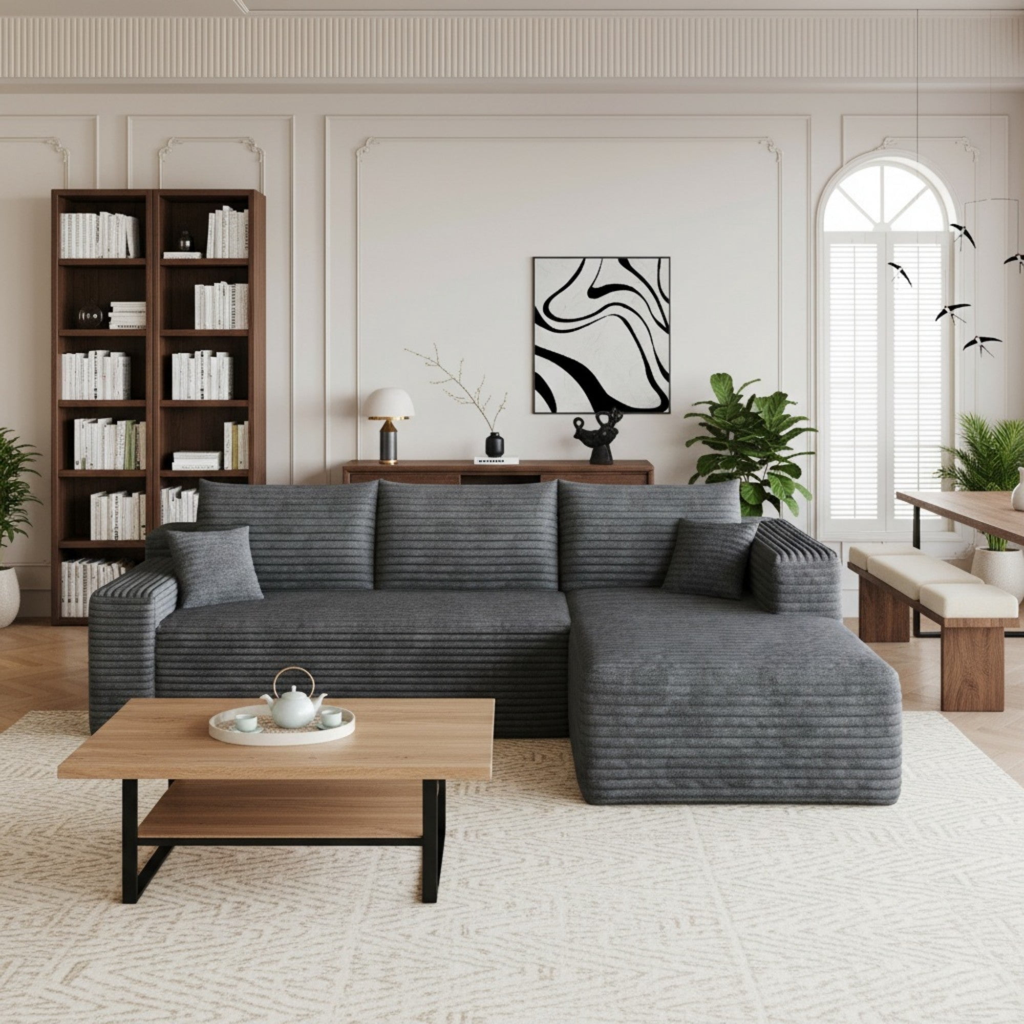 Sailvan 95" Cloud Sectional Sofa - Modern U-Shaped Modular Couch with ...