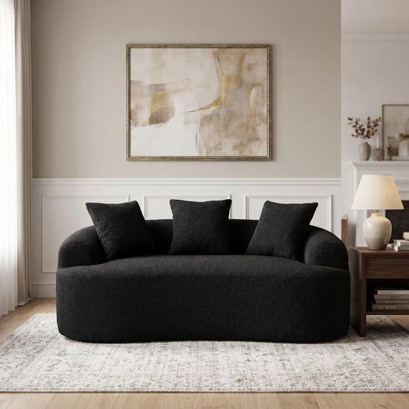 Sailvan Curved Loveseat No-Assembly Chenille Sofa for Small Spaces ...