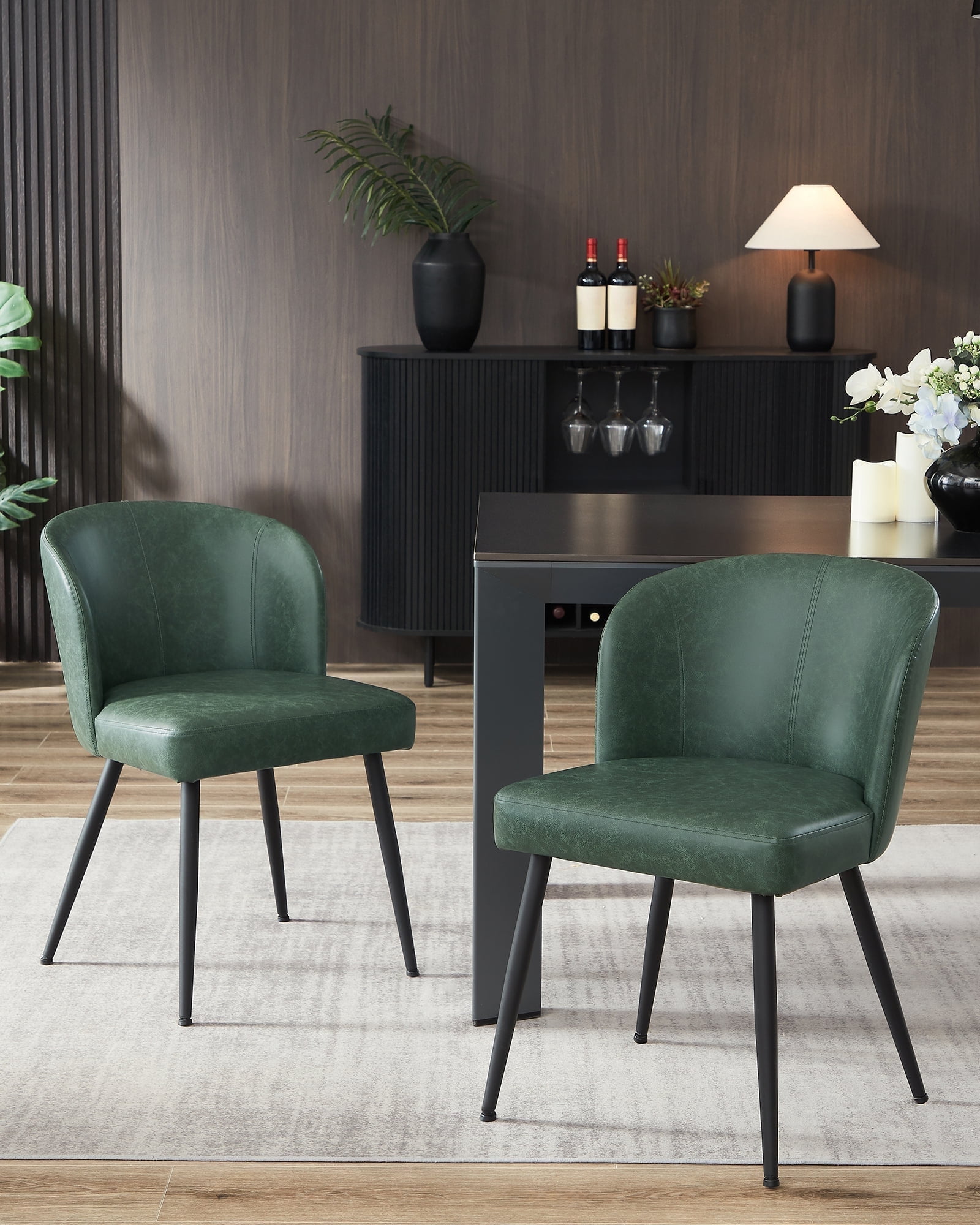 Sailvan Dining Chairs Set of 2, Kitchen Chairs With Leather Upholstery ...