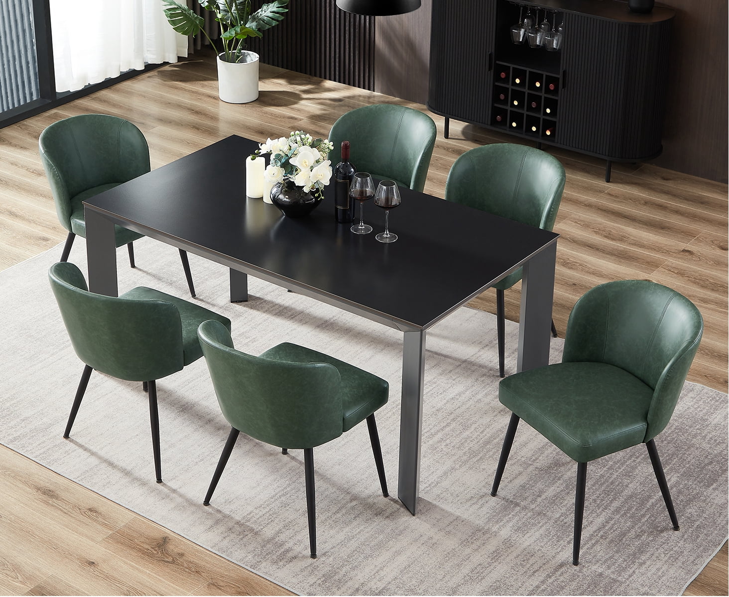 Sailvan Dining Chairs Set of 6, Upholstered Kitchen Chairs with Faux ...
