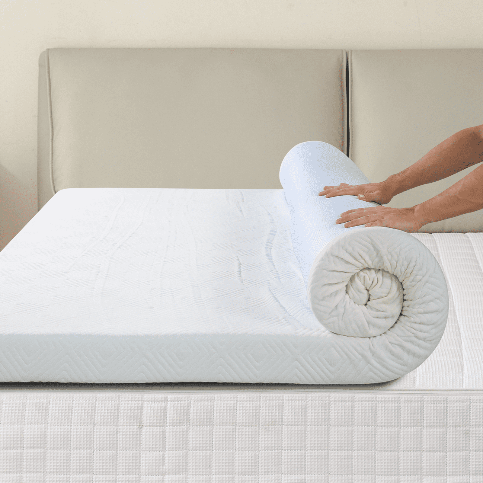 Sailvan Full Mattress Topper with Anti-slip Bamboo Fiber Cover, 3inch ...