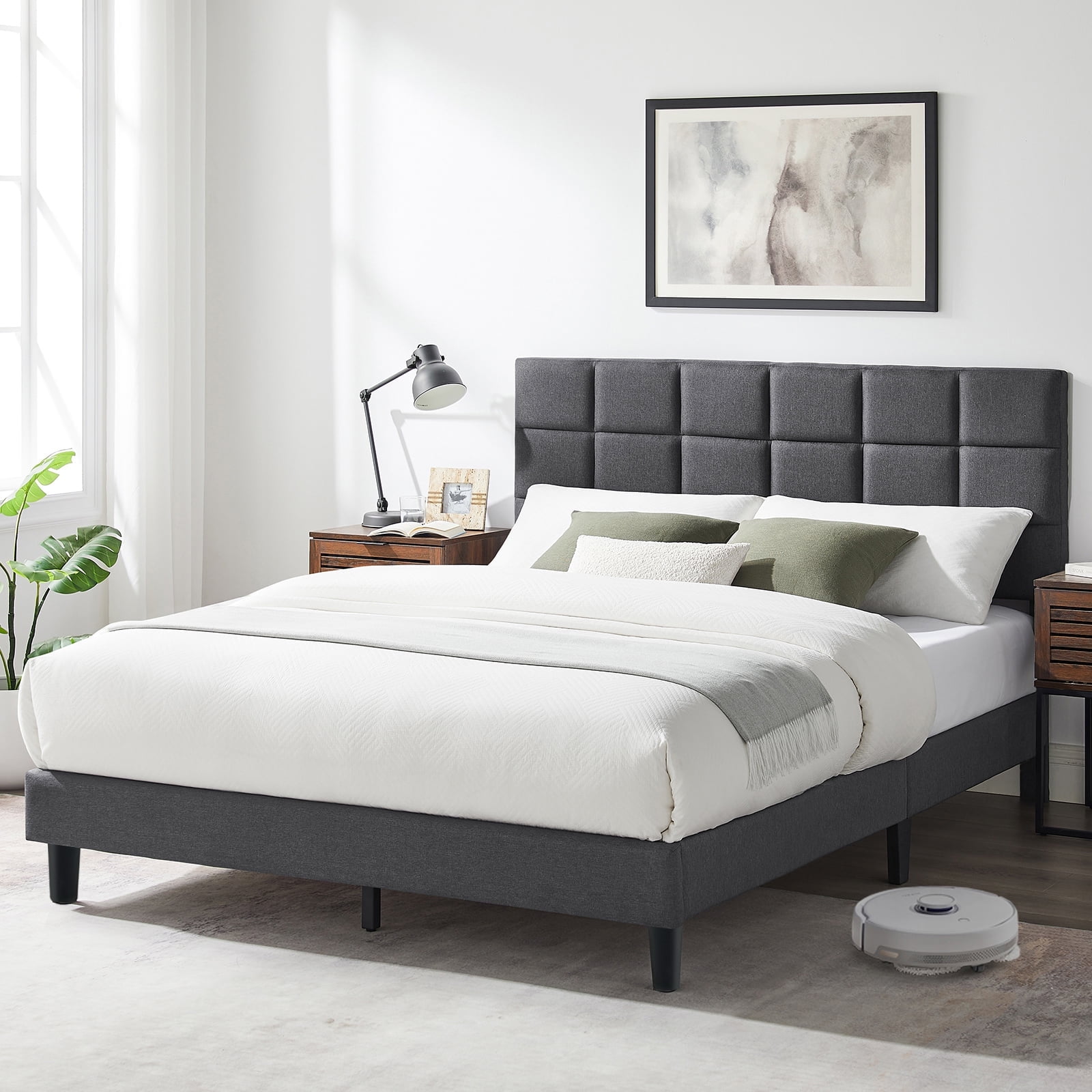 Sailvan Full Size Bed Frame with Headboard, Full Bed Frame with ...