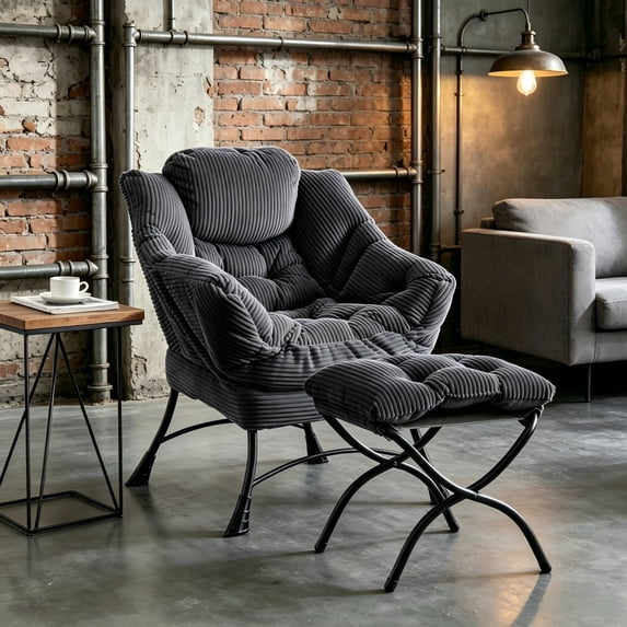 Sailvan Lazy Chair with Ottoman,Modern Lounge Accent Chair with Side ...