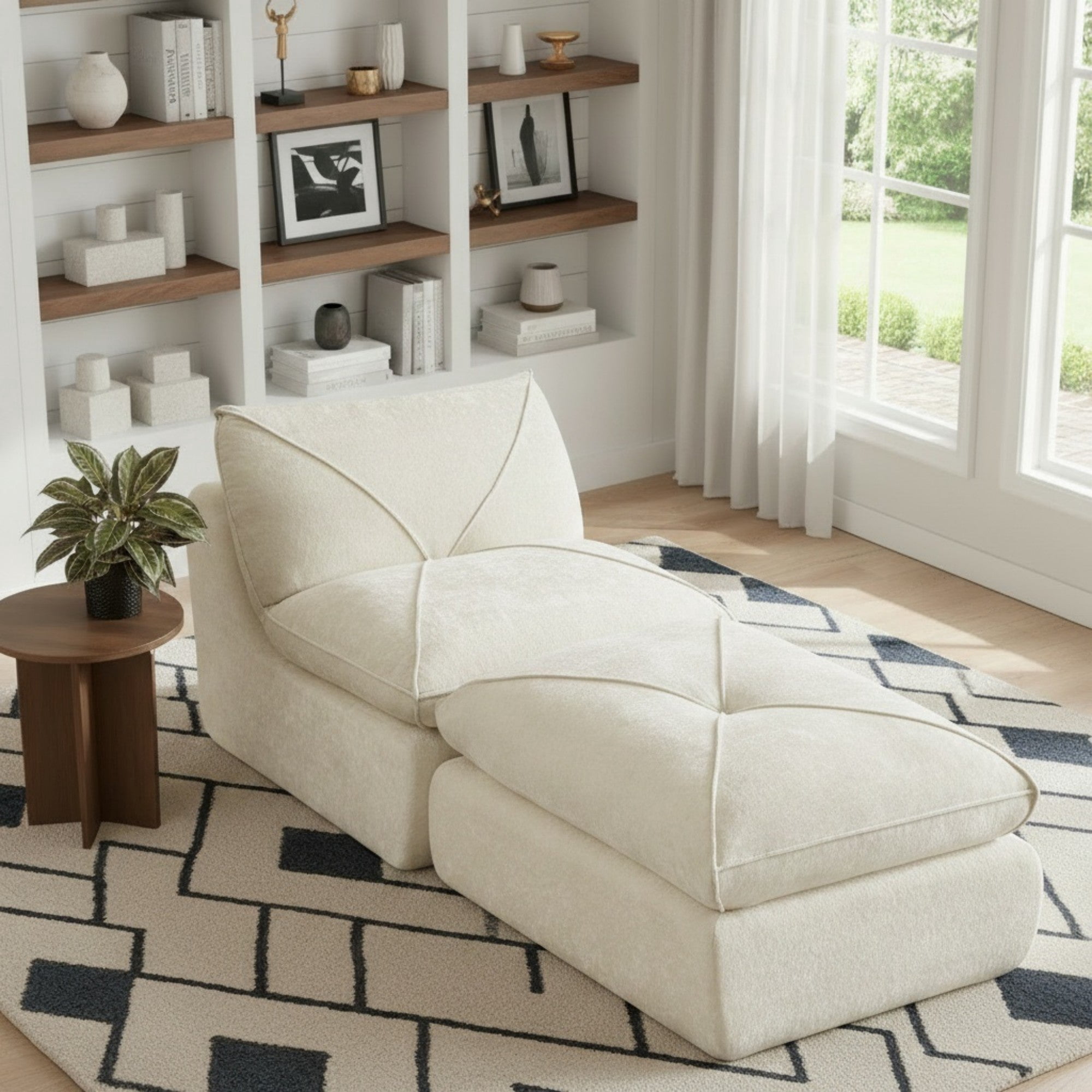 Sailvan Modern Chenille Sectional Sofa with Ottoman,Modular Living Room ...
