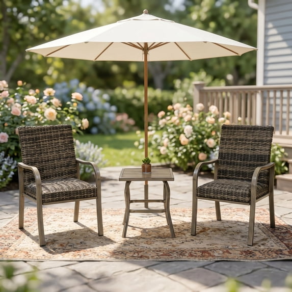 Sailvan Outdoor Dining Chairs, 2PC All-Weather Wicker/Metal Frame with ...