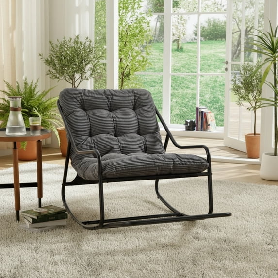 Sailvan Outdoor Rocking Chair with Thick Cushion,Adjustable Metal Patio ...
