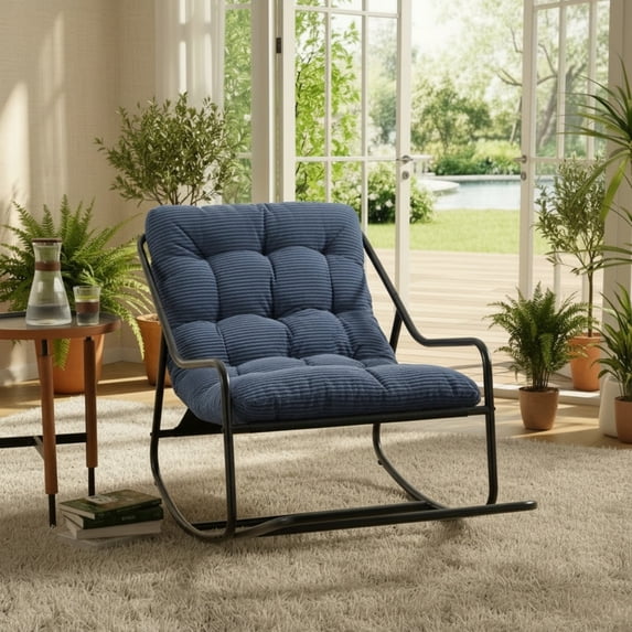 Sailvan Outdoor Rocking Chair with Thick Cushion,Adjustable Metal Patio ...