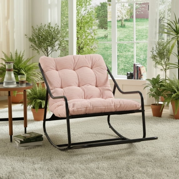 Sailvan Outdoor Rocking Chair with Thick Cushion,Adjustable Metal Patio ...