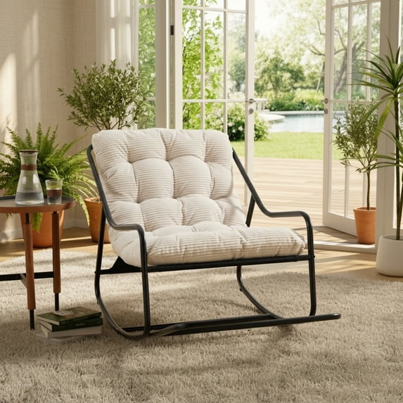 Sailvan Outdoor Rocking Chair with Thick Cushion,Adjustable Metal Patio ...