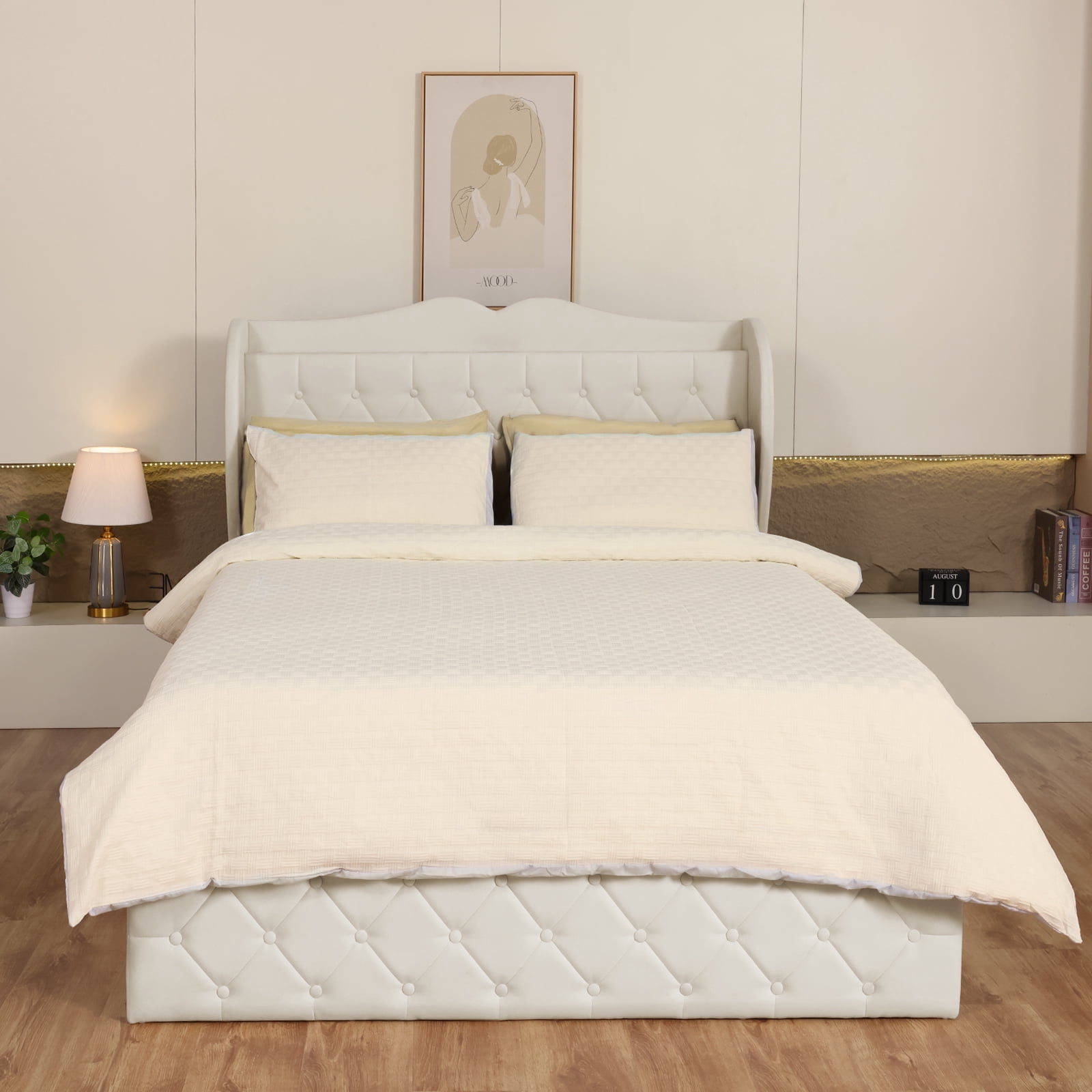 Sailvan Queen Size Bed Frame with Upholstered Head Board, Adjustable ...