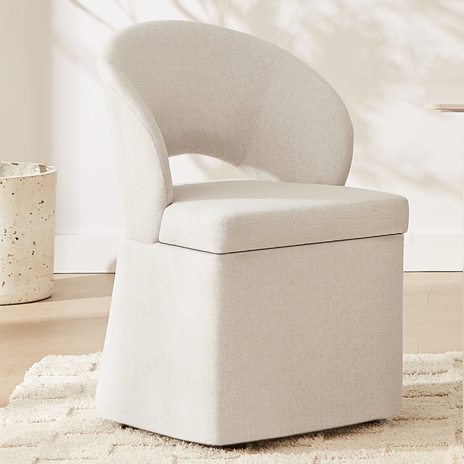 Sailvan Dining Chairs with Casters & Storage, Barrel Chair Round Accent ...