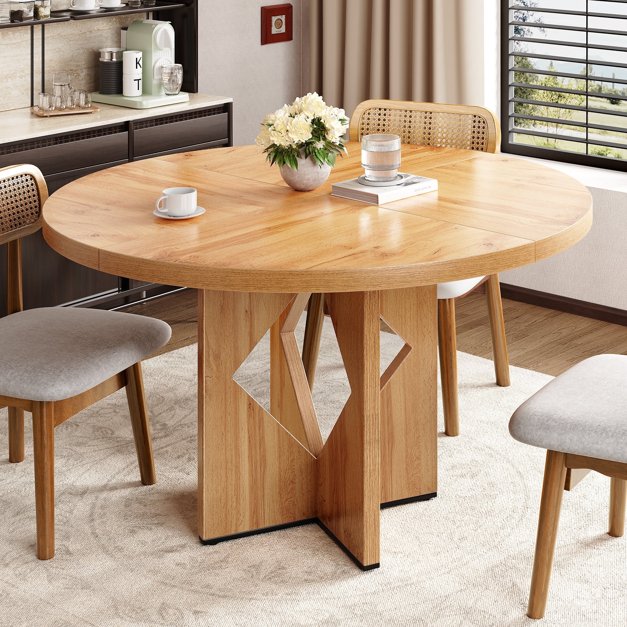 Sailvan Round Dining Table for 4, Wooden Round Kitchen Table, 47" Wide ...