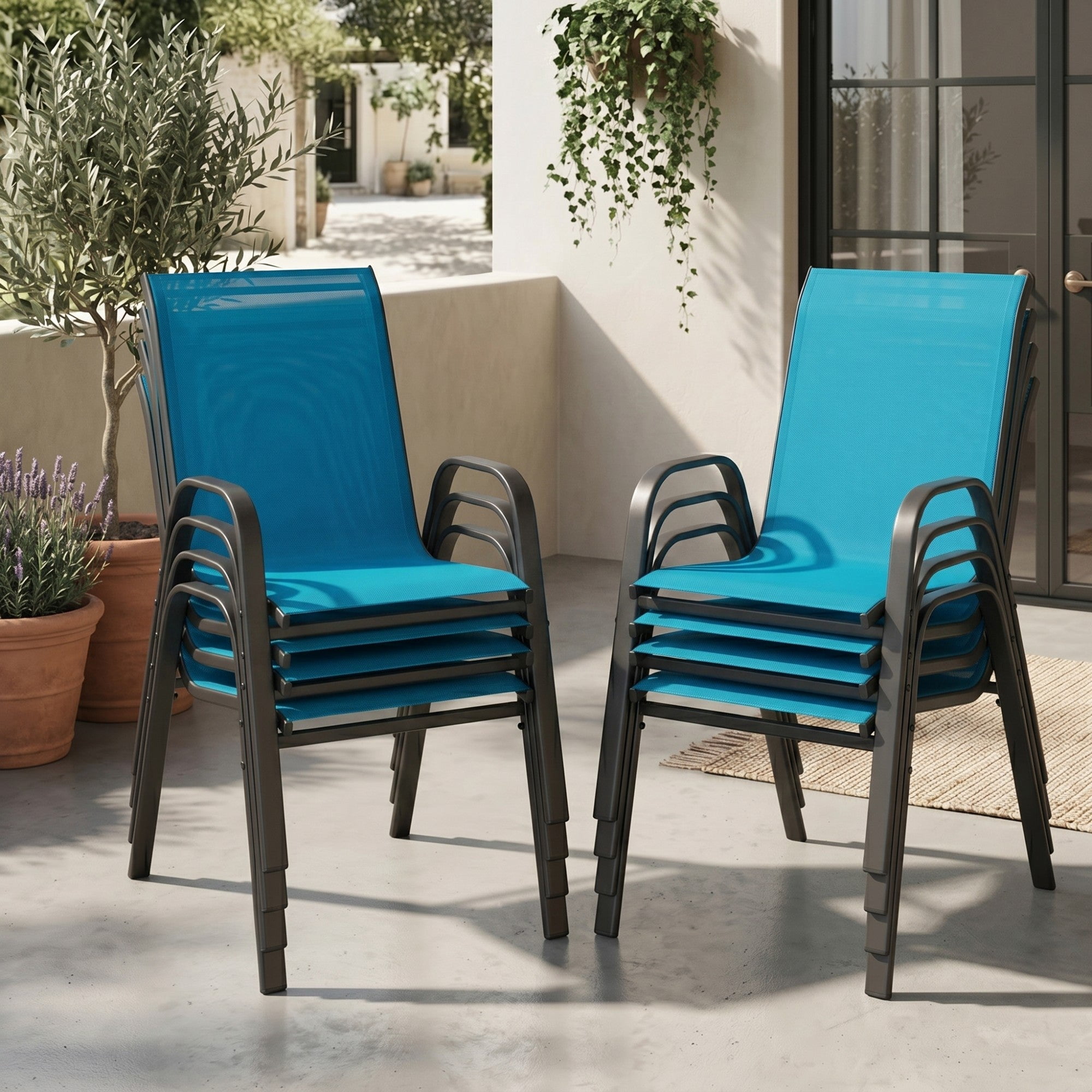 Sailvan Set of 8 Outdoor Patio Chairs,Breathable Textilene Garden ...