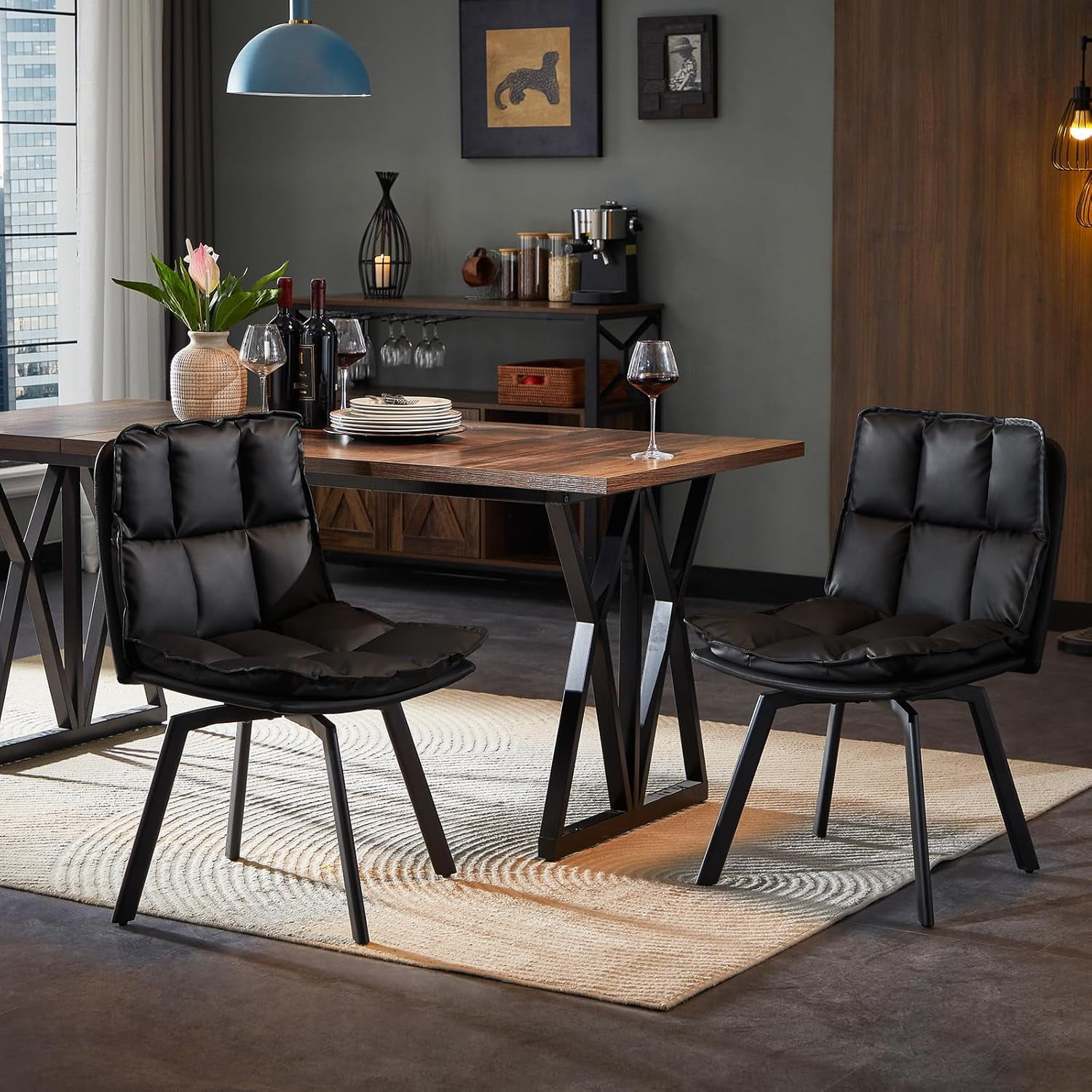 Sailvan Dining Chairs Set of 2, Upholstered Kitchen Chairs, Leather ...