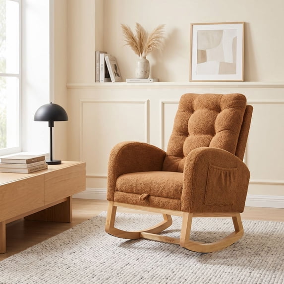 Sailvan Upholstered High Back Accent Rocking Chair with Footrest ...