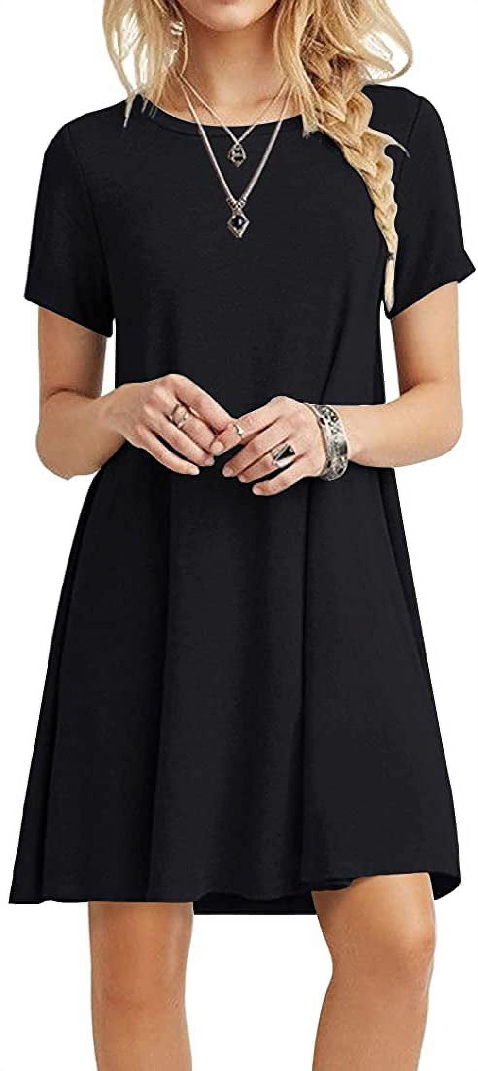 PPYOUNG Women's Casual Plain Simple T-Shirt Loose Dress - Walmart.com