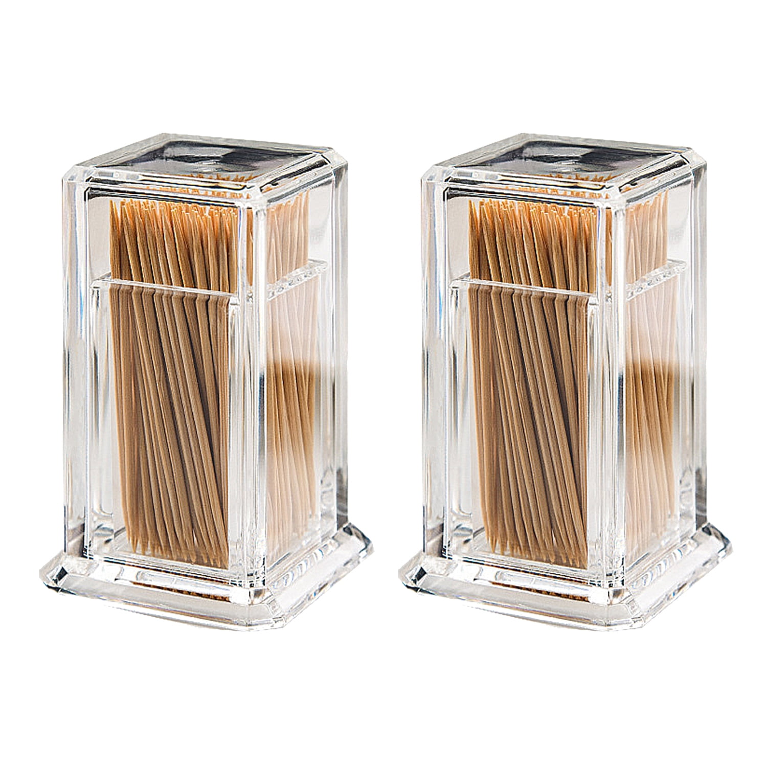 Saim 2 pcs Square Shape Toothpick Bottle, Clear Table Toothpick Holder ...