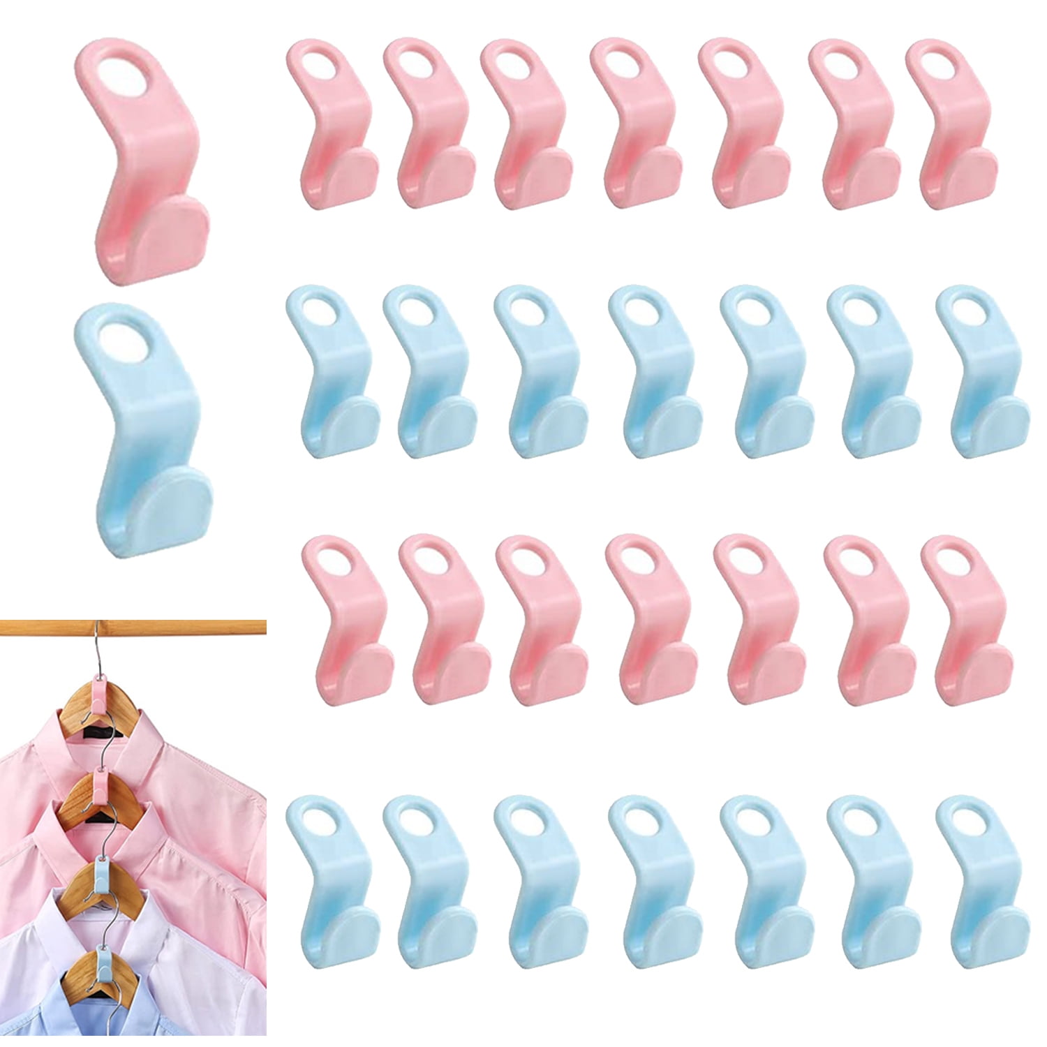 Saim 30Pcs Clothes Hanger Connector Hooks, Clothes Hanger Extender ...
