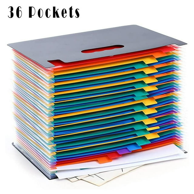 Saim Expandable 36-Pocket A4 File Folder, Sturdy Handle, Large Capacity ...