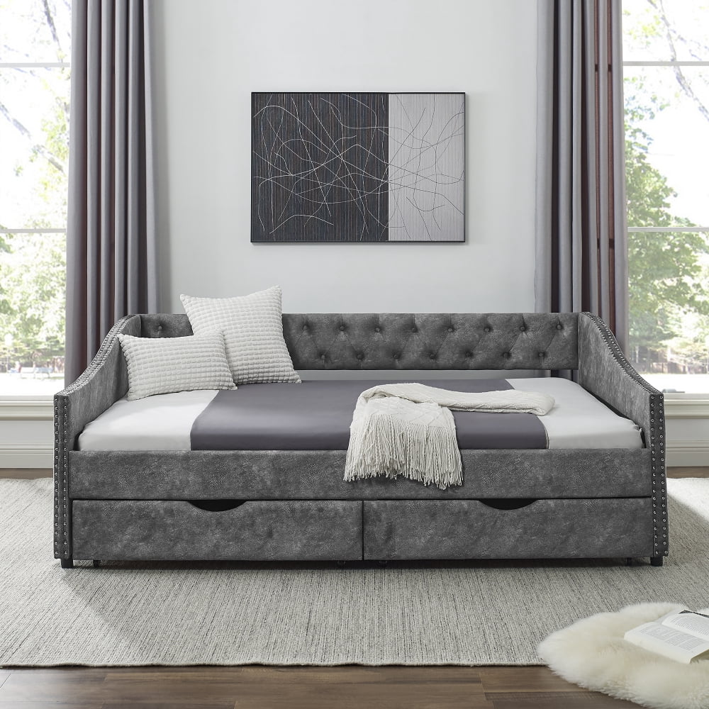 Saim Full Size Daybed with Drawers Upholstered Tufted Sofa Bed, with ...