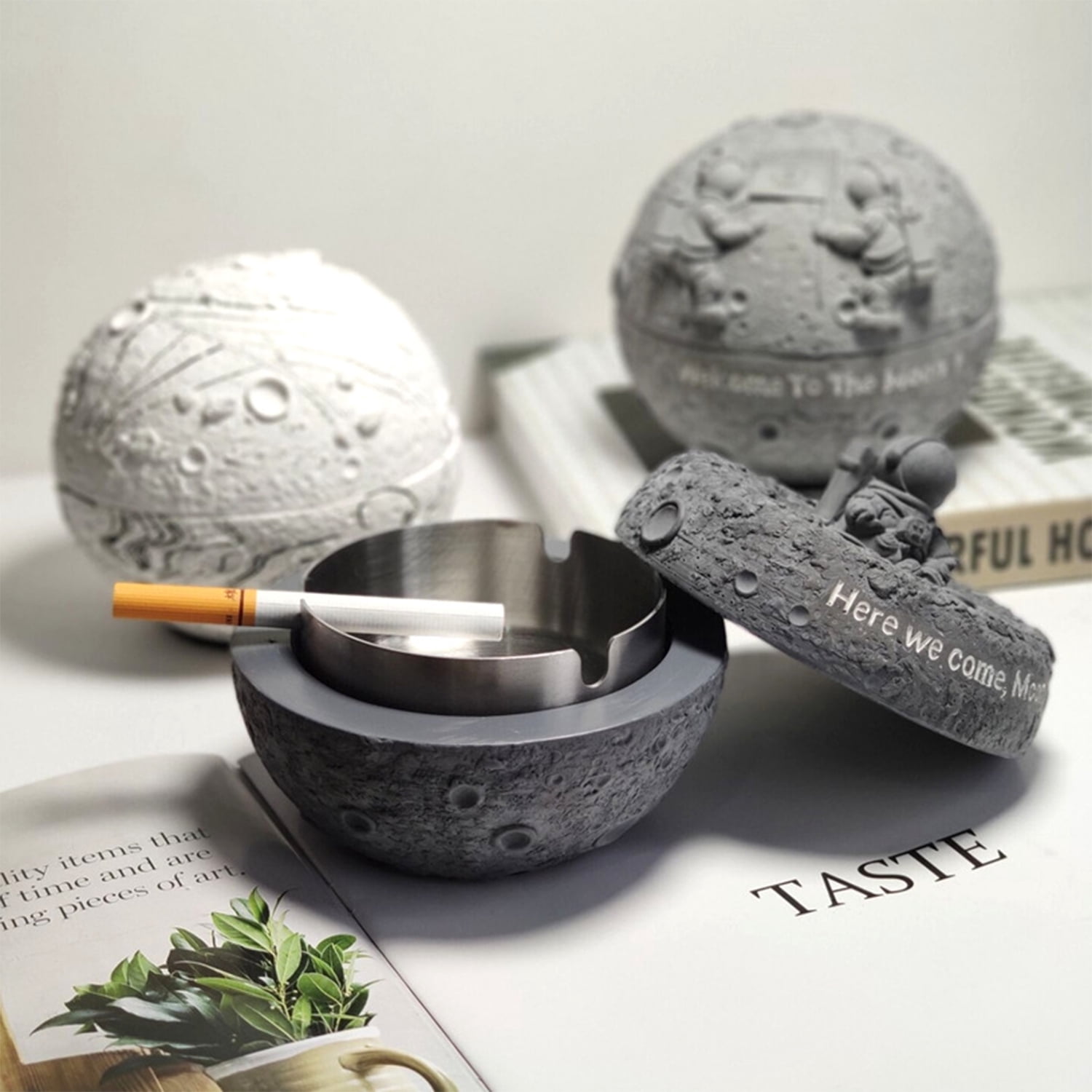 Saim Lndoor Round Patio Ashtray, Lunar Astronaut Ashtray， Stainless ...