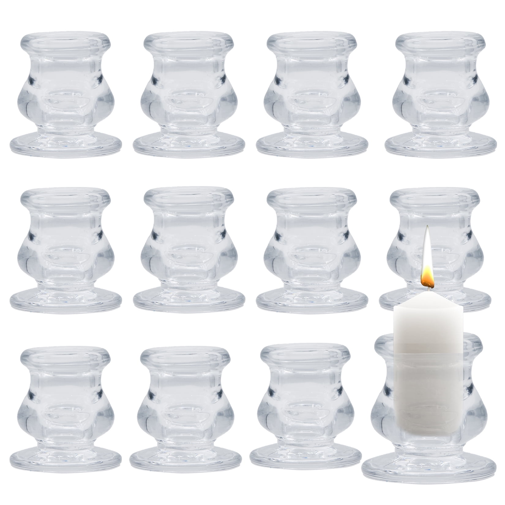Saim Tapered Candlesticks, Small Candle Holder,12 PCS Glass Candle ...
