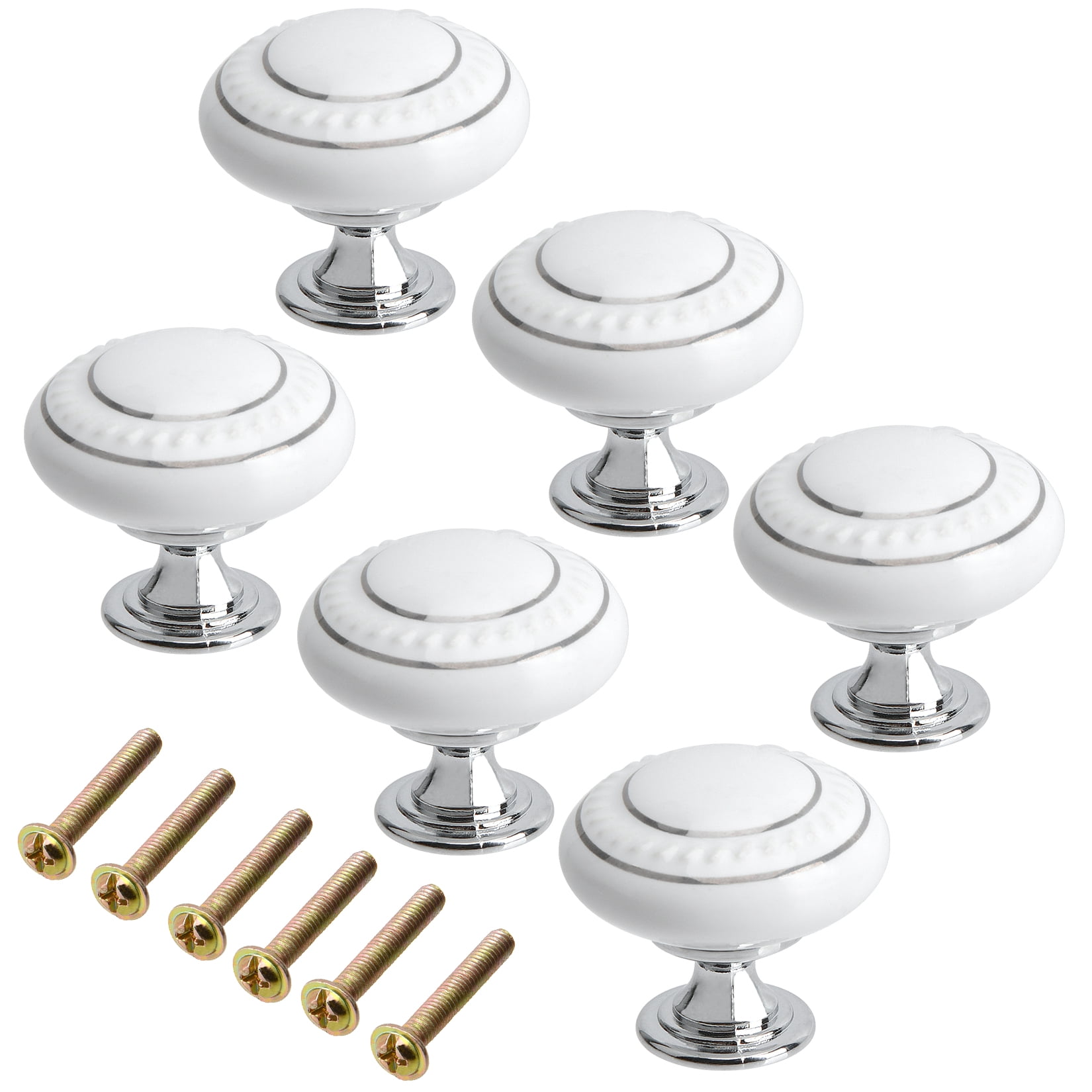 Saim Ceramic Cabinet Pull Knobs, Round Knob Grip Handle with Screws for Kitchen, Dresser ...