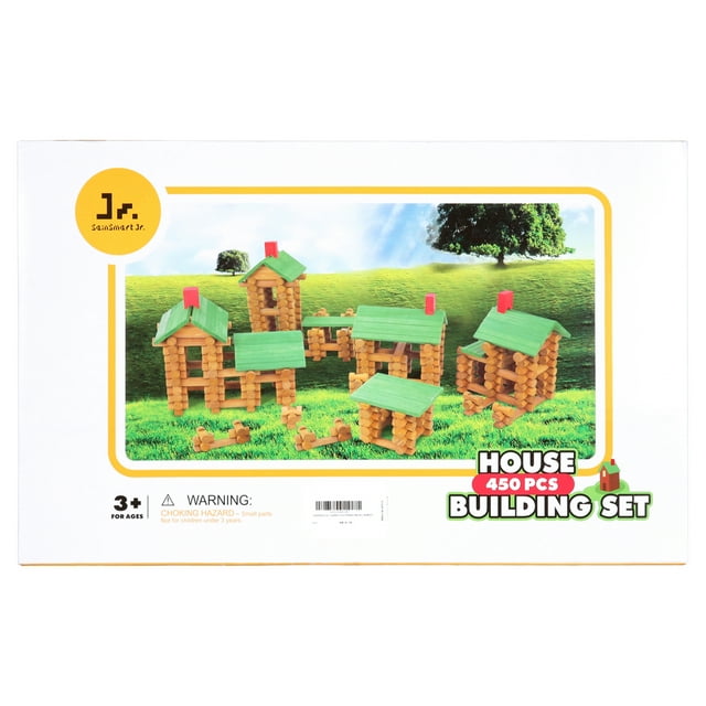 SainSmart Jr. 450 PCS Wooden Log Cabin Set, STEM Building Toy for Kids ...