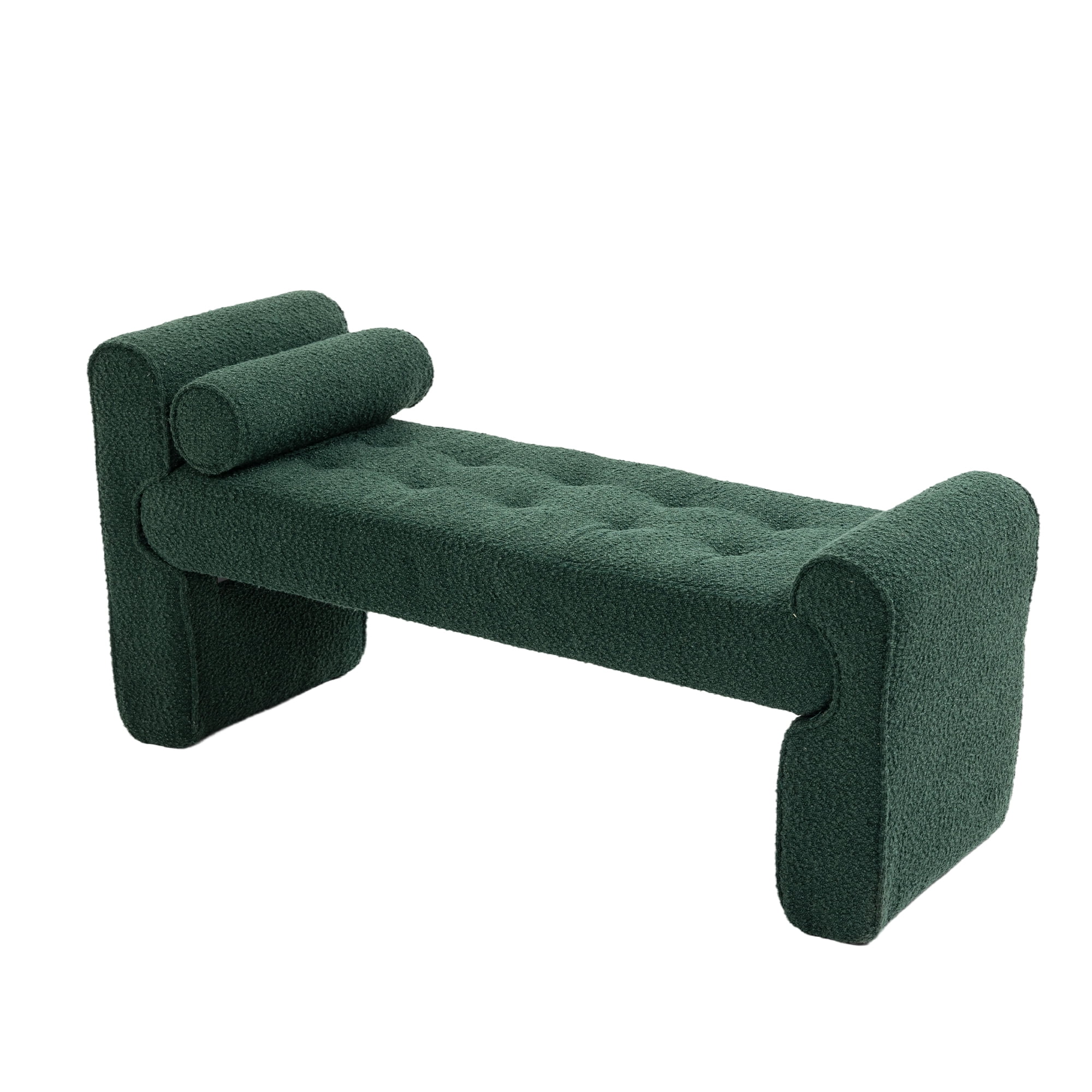 SainSpeed Modern 49in Entryway Bench With Roll Pillow, Velvet End Of ...