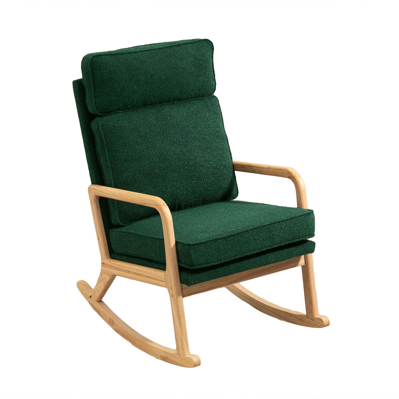 SainSpeed Rocking Chair With High Backrest, Modern Solid Wood Base ...